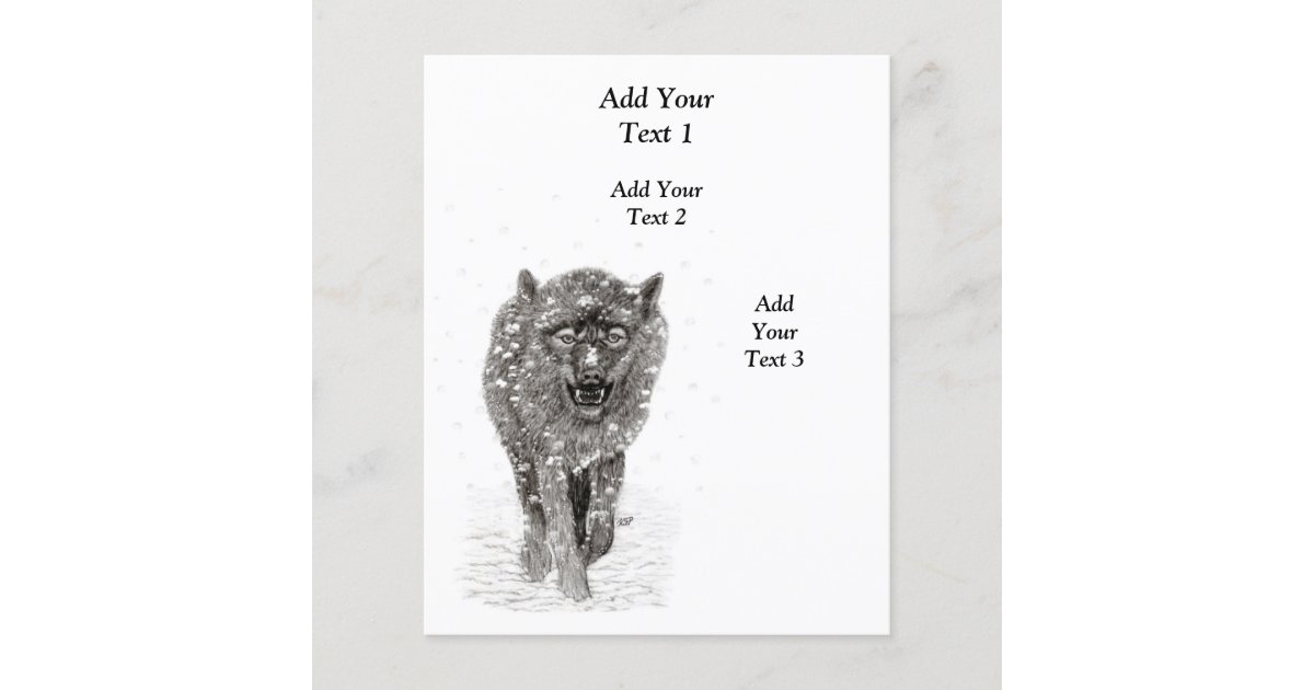 Angry Black Wolf in the Snow , wild Winter Flyer | Zazzle