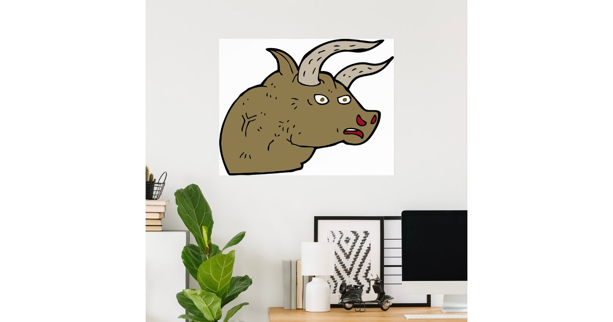 Angry Bull Head Poster | Zazzle