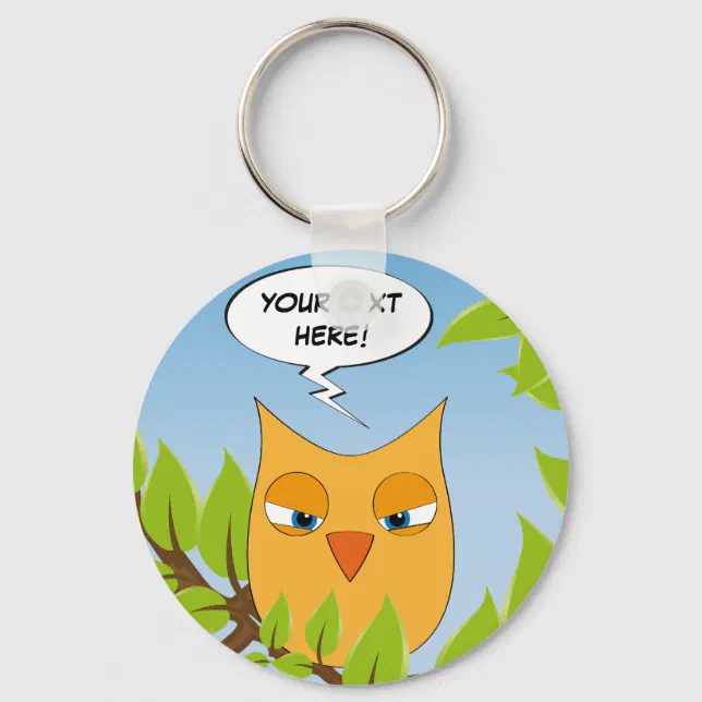 Angry cartoon owl - multiple colors keychain | Zazzle