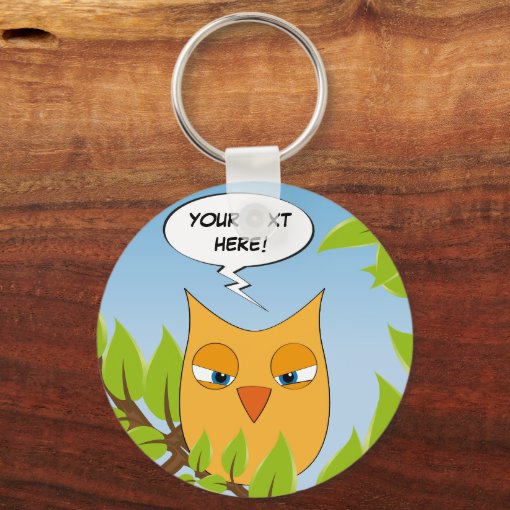 Angry cartoon owl - multiple colors keychain | Zazzle