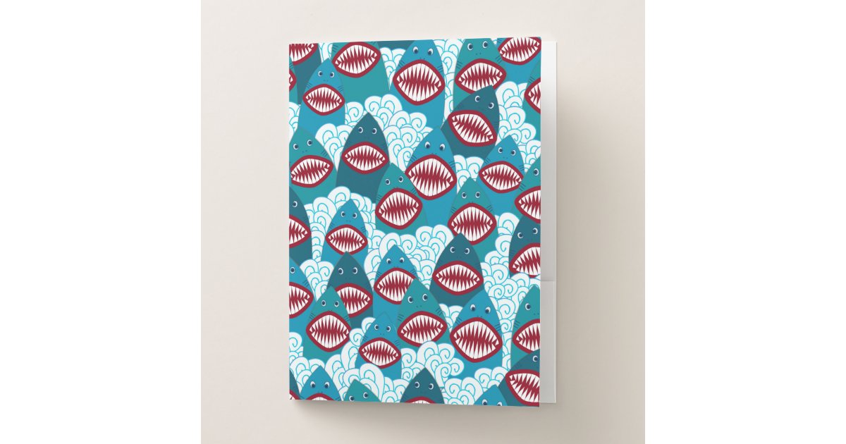 Angry Cartoon Sharks Pocket Folder | Zazzle