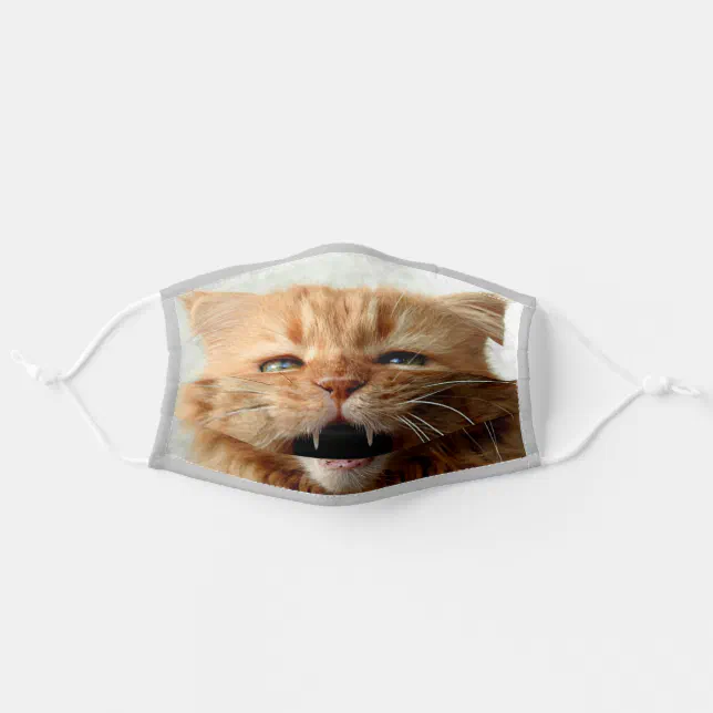 Angry Cat Face Tabby Kitty Funny Novelty Adult Cloth Face Mask | Zazzle