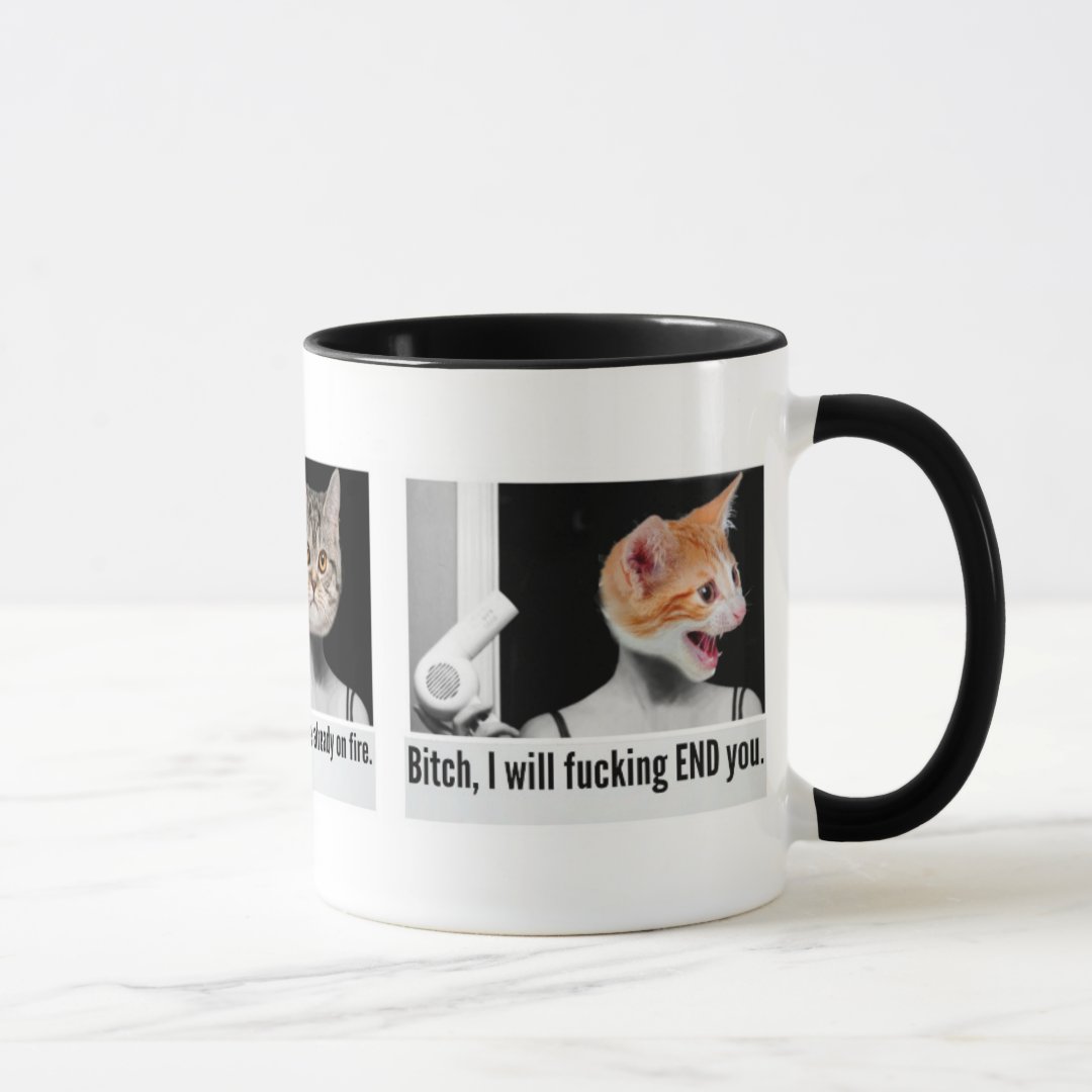 Angry cat mug to threaten people you don't like | Zazzle
