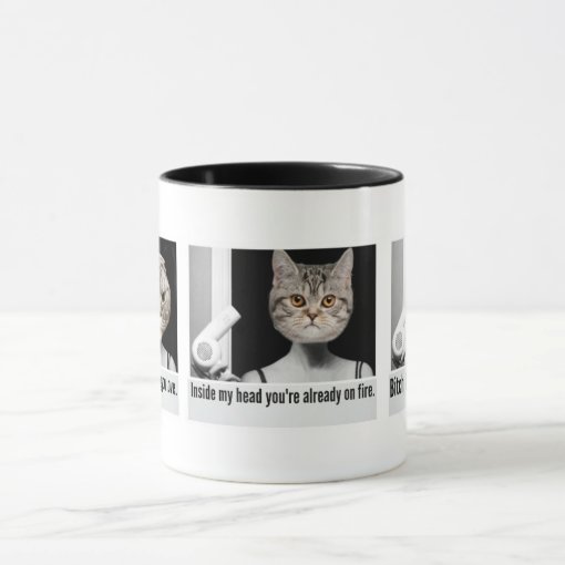 Angry cat mug to threaten people you don't like | Zazzle