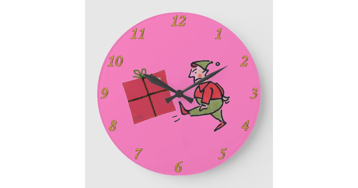 Angry Elf pink wall clock | Zazzle