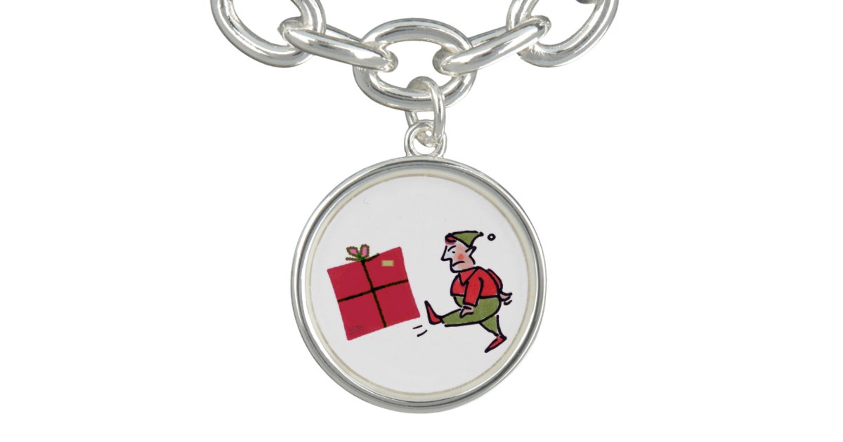 Angry Elf white silver charm bracelet | Zazzle