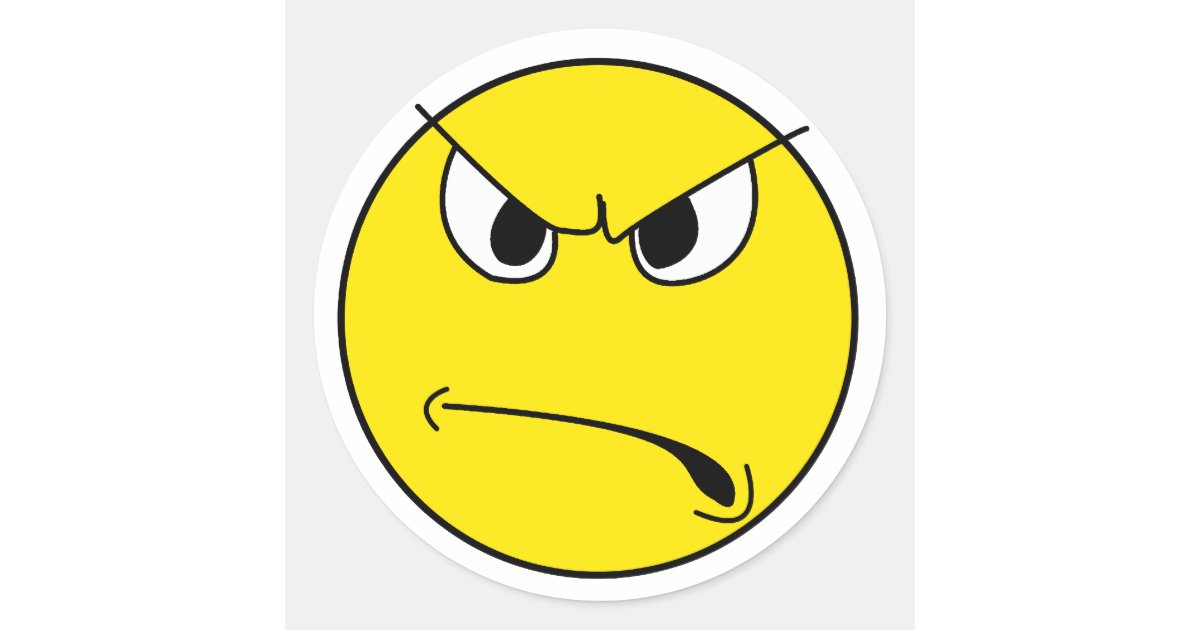 Angry Face Classic Round Sticker | Zazzle