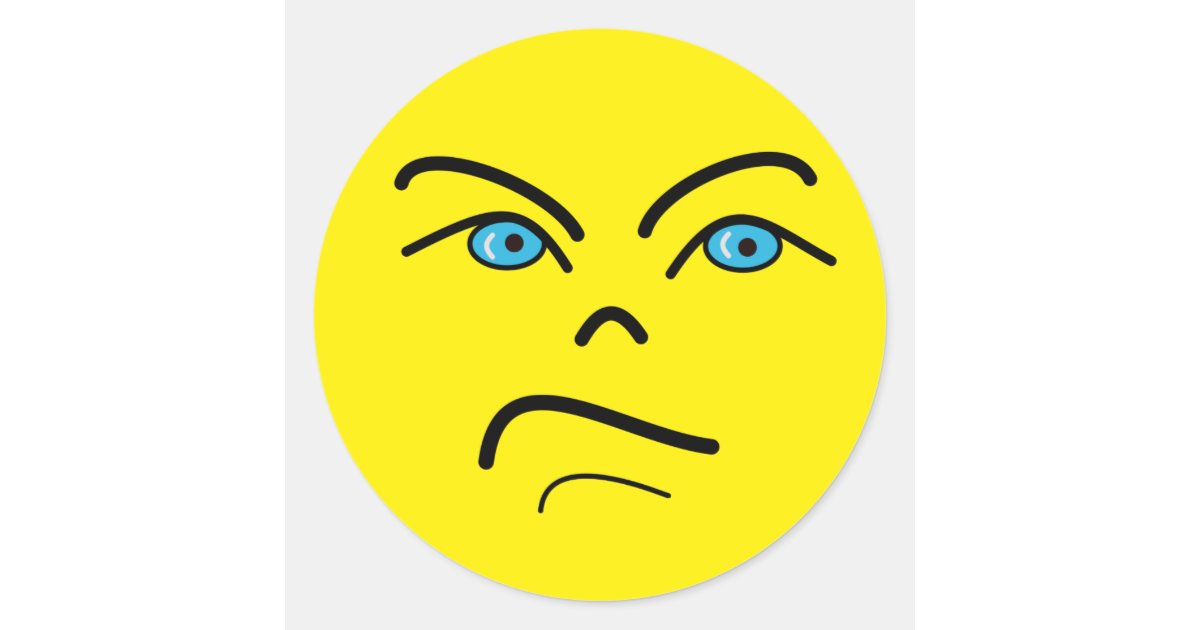 Angry Face Classic Round Sticker | Zazzle
