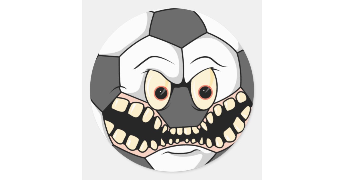 angry fierce soccer ball classic round sticker | Zazzle