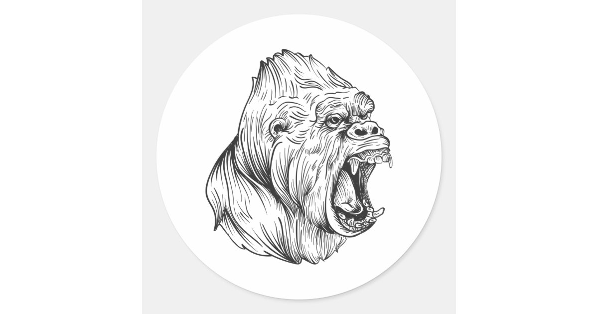 Angry gorilla classic round sticker | Zazzle
