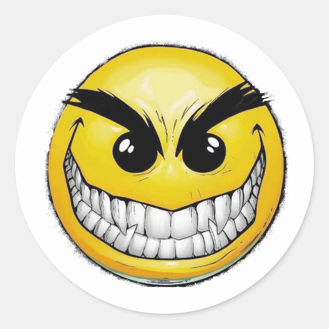 Angry Happy face Classic Round Sticker | Zazzle
