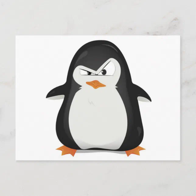 Angry penguin design postcard | Zazzle