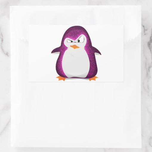 Angry Penguin Pink Glitter Photo Print Rectangular Sticker | Zazzle