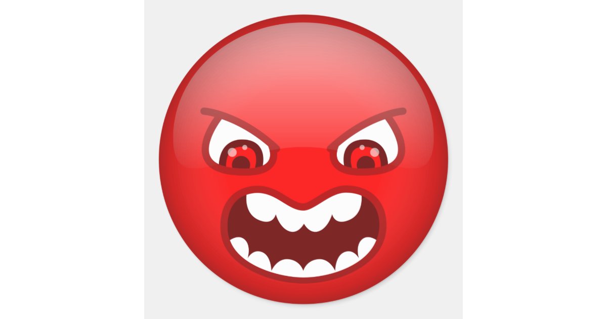 Angry red classic round sticker | Zazzle