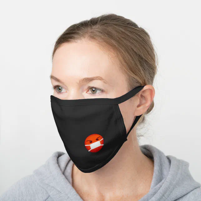 Angry red emoji with a mask | Zazzle