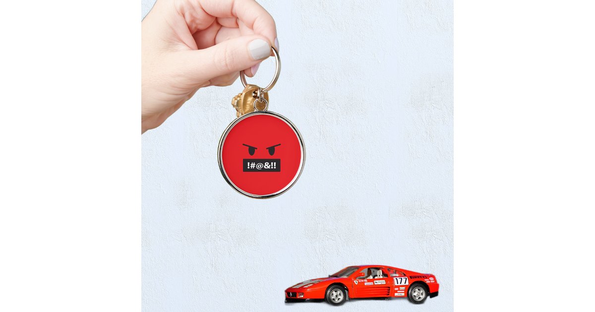Angry Red Face Cursing Emoji Keychain | Zazzle
