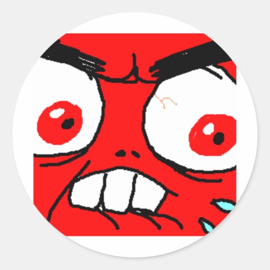 Angry Red Rage Face Classic Round Sticker | Zazzle.com