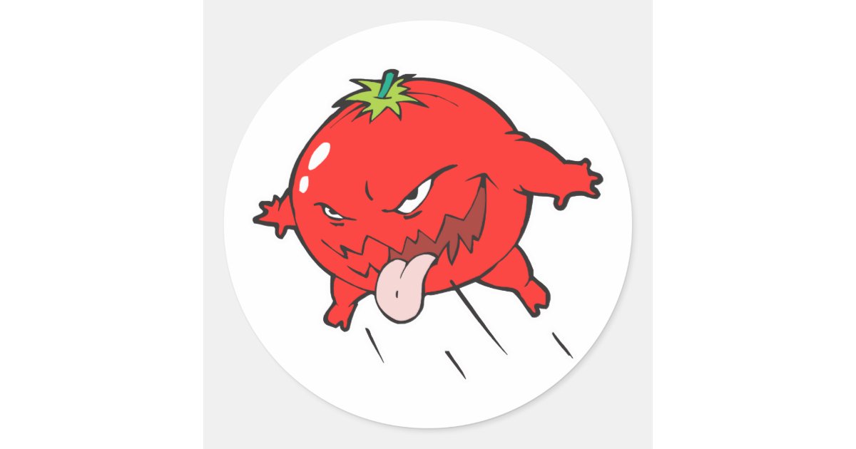 angry rotten tomato cartoon character classic round sticker | Zazzle