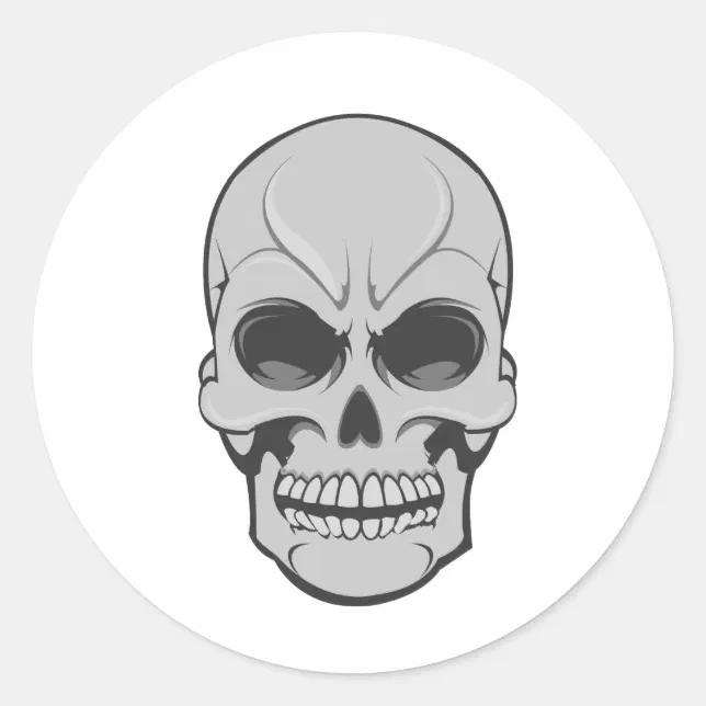 Angry Skull: Vector Illustration: Classic Round Sticker | Zazzle