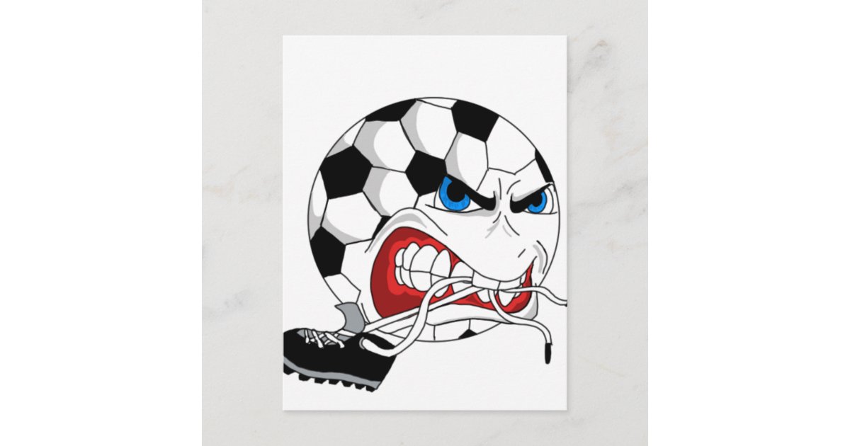 Angry Soccer Ball Postcard | Zazzle