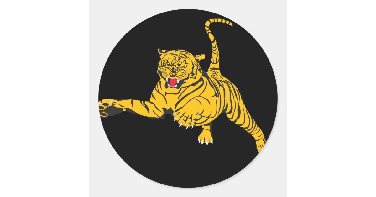Angry Tiger Classic Round Sticker | Zazzle