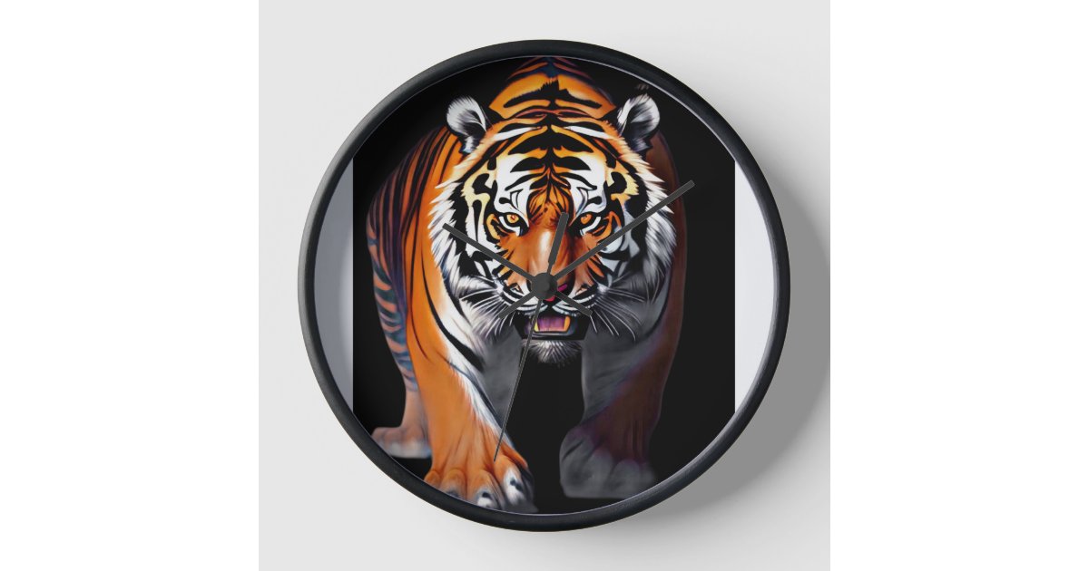 Angry tiger clock | Zazzle