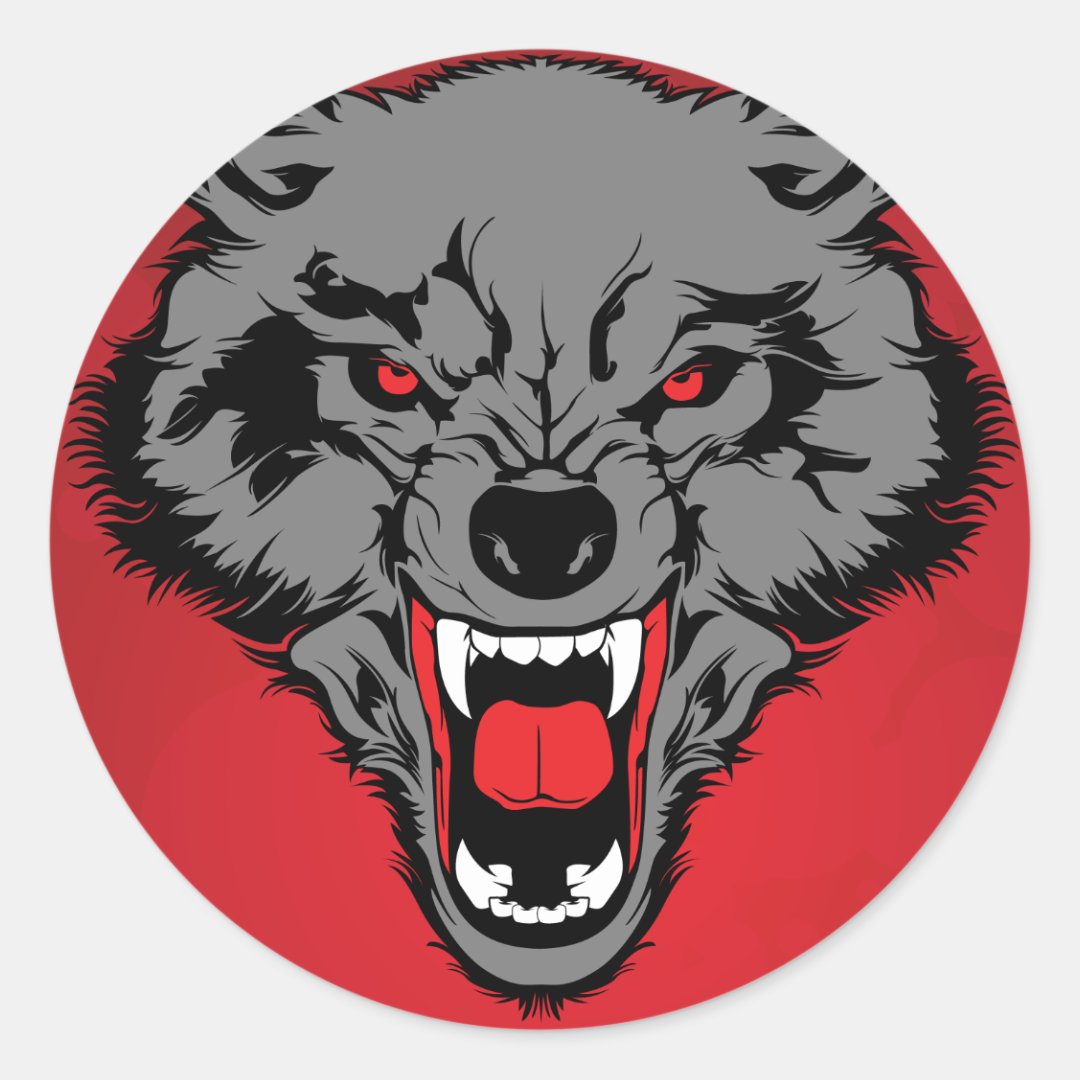 Angry Wolf Classic Round Sticker | Zazzle