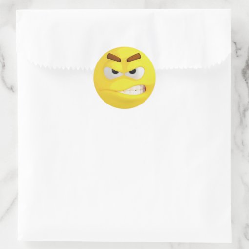 Angry Yellow Emoji Classic Round Sticker | Zazzle
