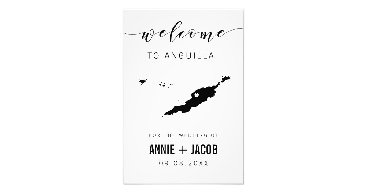 Anguilla Map Wedding Welcome Sign, Photo Print | Zazzle