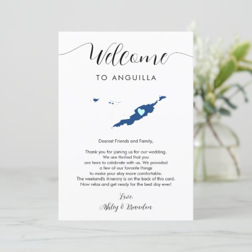 Anguilla Wedding Welcome Letter Itinerary Card | Zazzle