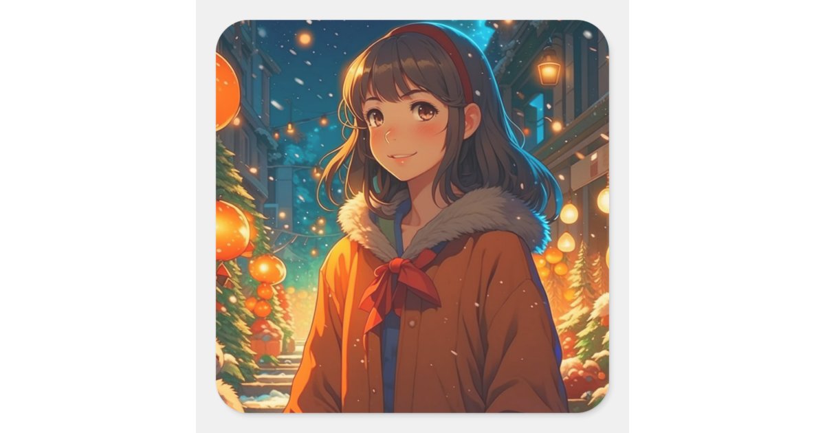 Ani-mazing Christmas Anime Pun Square Sticker | Zazzle