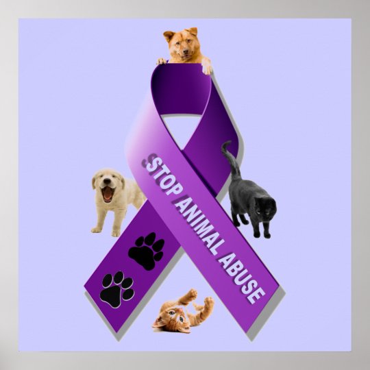 Animal Abuse Awareness Ribbon (Stop Animal Abuse) Poster | Zazzle.com
