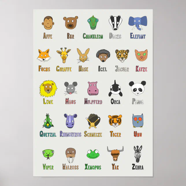 Animal Alphabet (in German) Poster | Zazzle