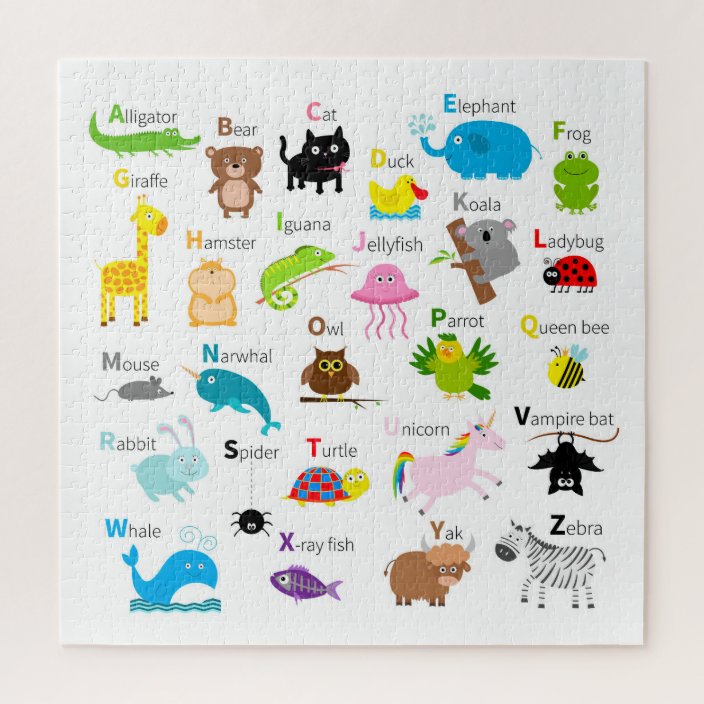 Animal alphabet letters jigsaw puzzle | Zazzle.com