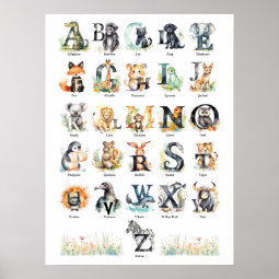 Animal Alphabet | Nursery Art Poster | Zazzle
