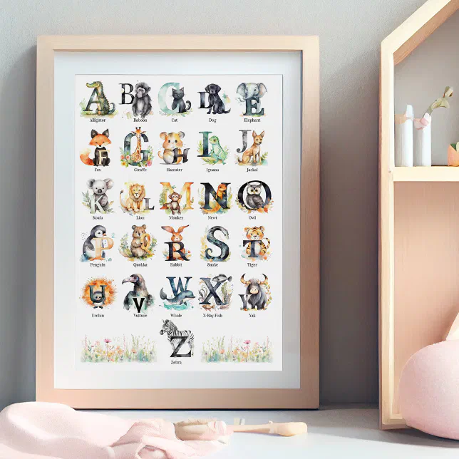 Animal Alphabet | Nursery Art Poster | Zazzle
