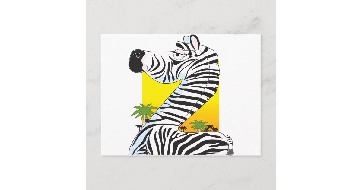 Animal Alphabet Zebra Postcard | Zazzle