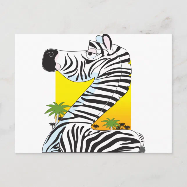 Animal Alphabet Zebra Postcard | Zazzle