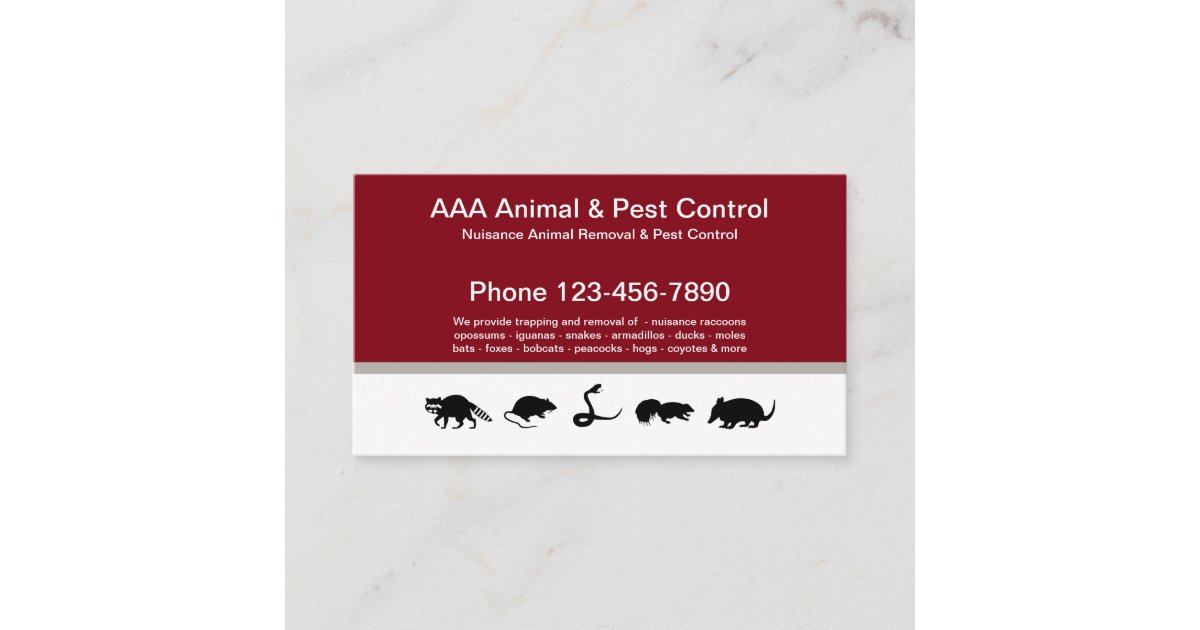 Animal And Pest Control Business Card | Zazzle
