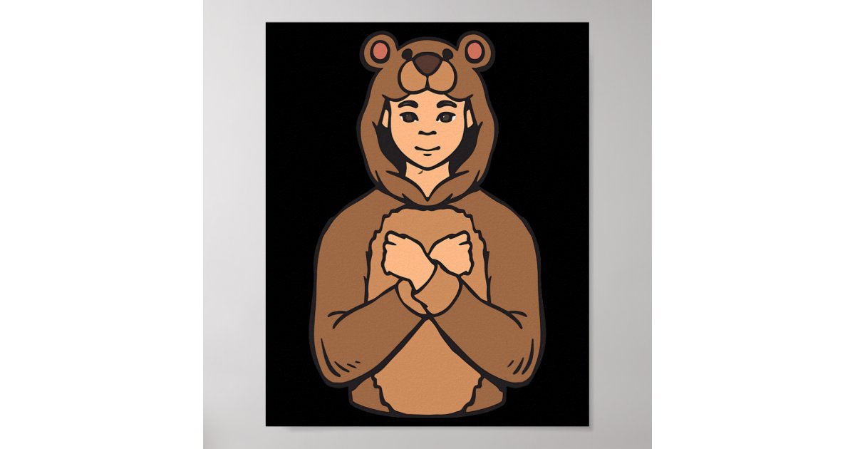 Animal Asl Hand Gesture Deaf Hearing Loss Awarenes Poster | Zazzle