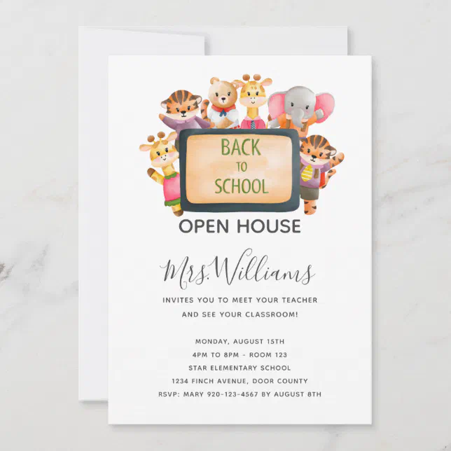 Animal Back to School Open House Invitation | Zazzle