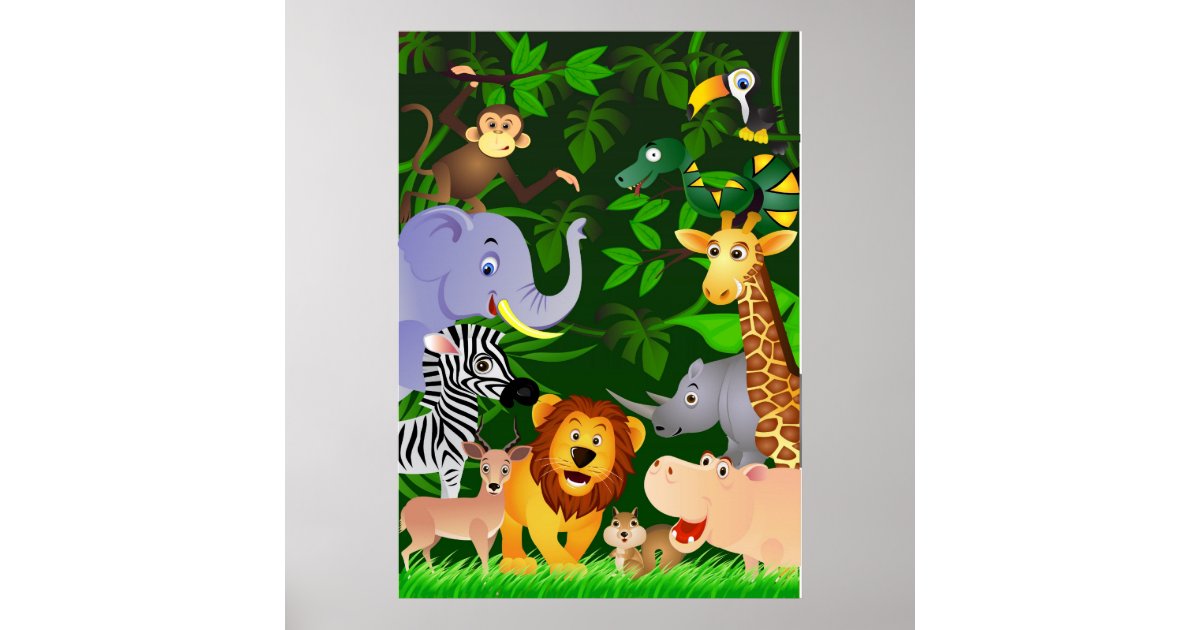 Animal cartoon poster | Zazzle