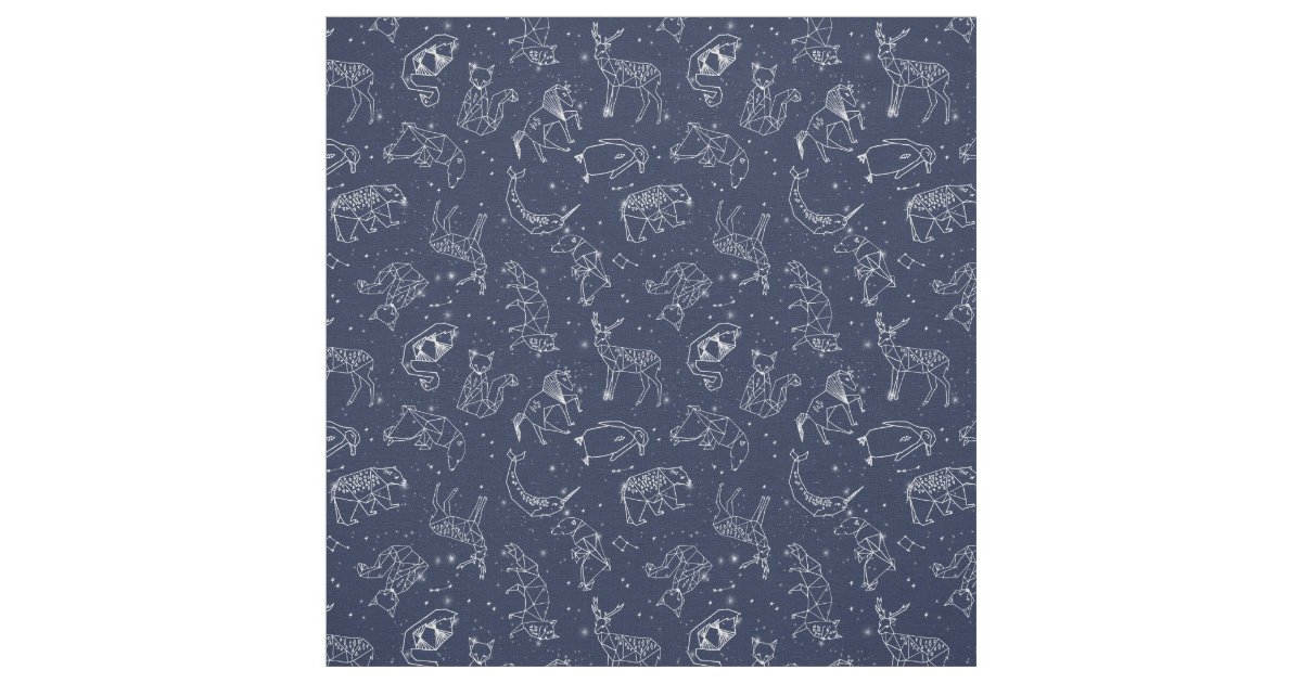 Animal Constellations Pattern Navy Blue Fabric | Zazzle
