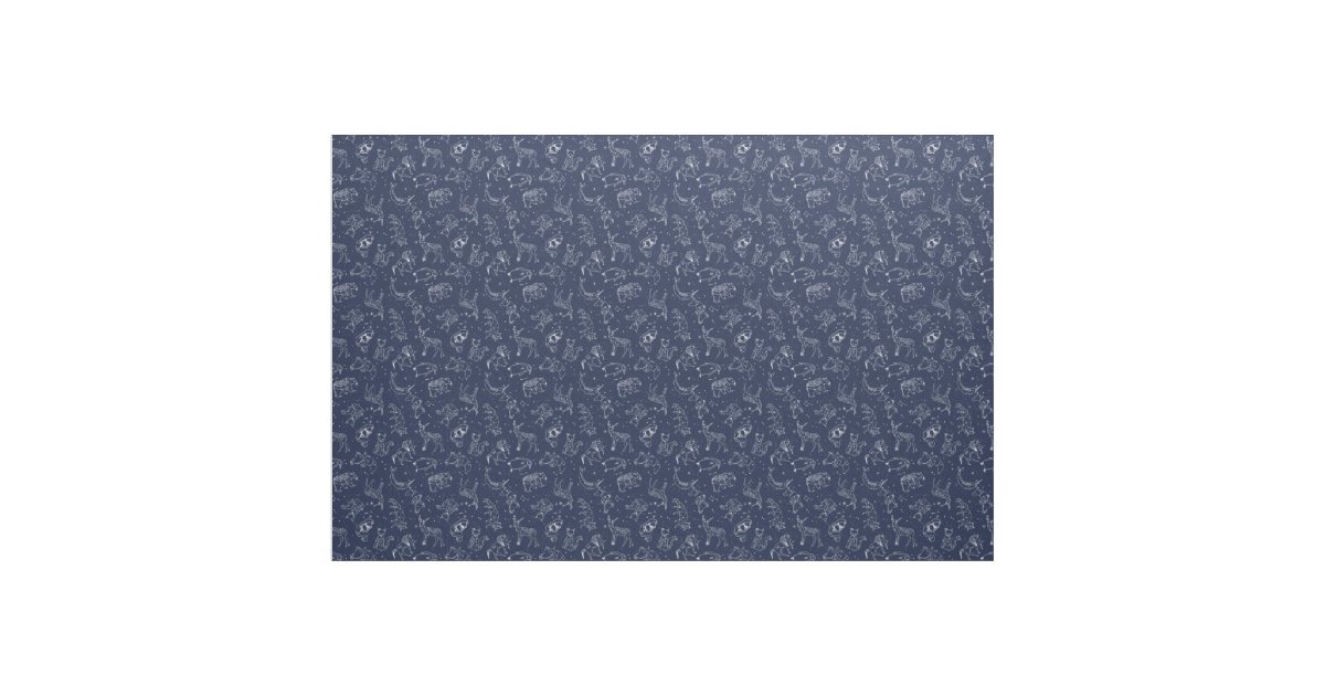 Animal Constellations Pattern Navy Blue Fabric | Zazzle