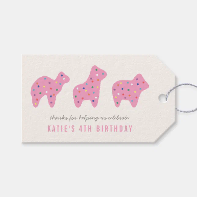 Animal Cookie Birthday Party Favor Tag - Magenta | Zazzle