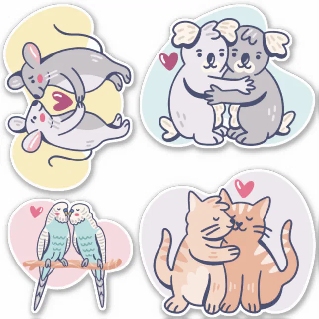 animal couple, set sticker | Zazzle