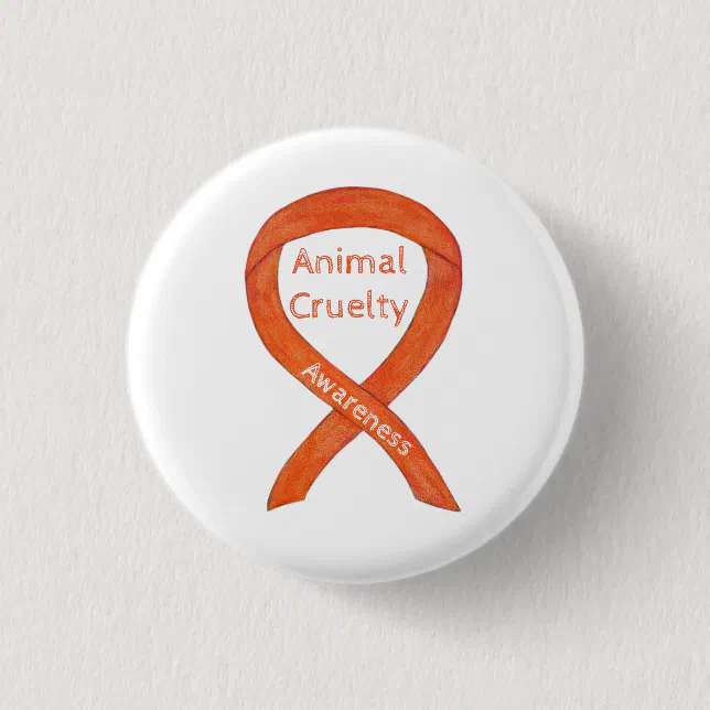 Animal Cruelty Orange Awareness Ribbon Custom Pin | Zazzle