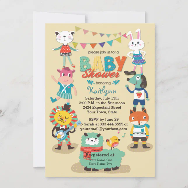 Animal Cuties Celebrate Baby Shower Invitation | Zazzle