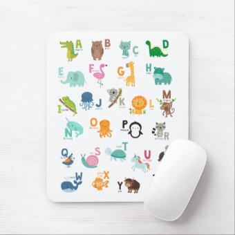 Animal Doodle Alphabet Mouse Pad | Zazzle