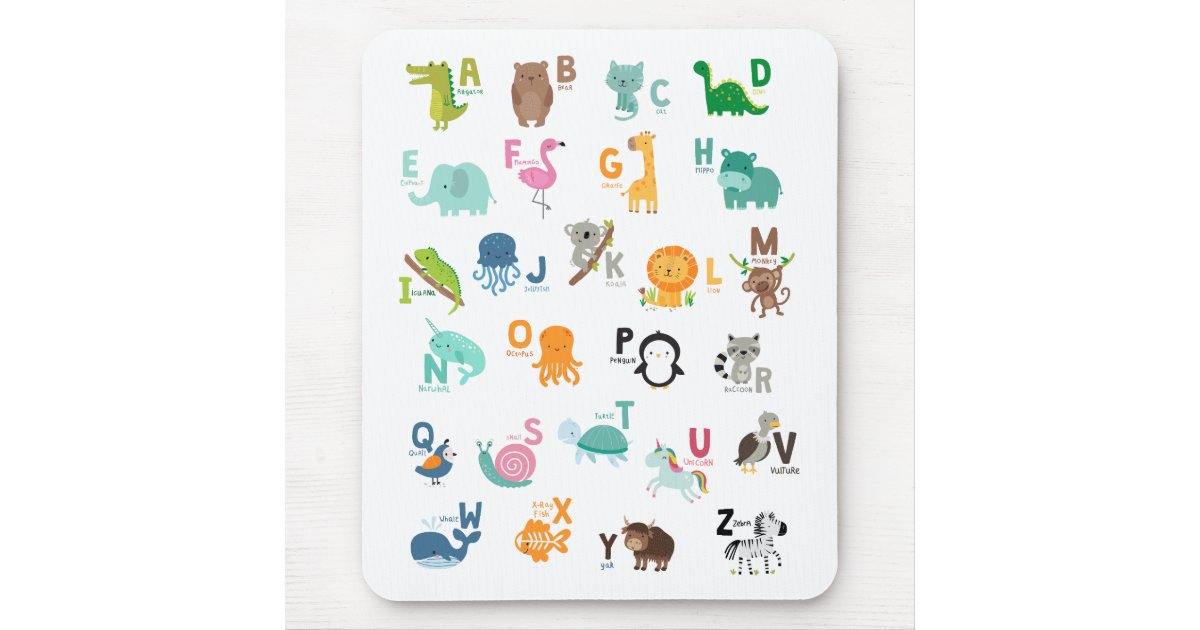 Animal Doodle Alphabet Mouse Pad | Zazzle